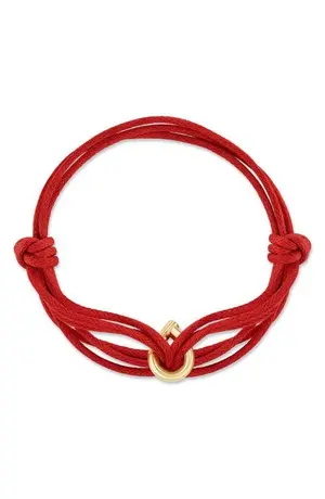 TABAYER Knotted Cord Bracelet Yellow Gold/red