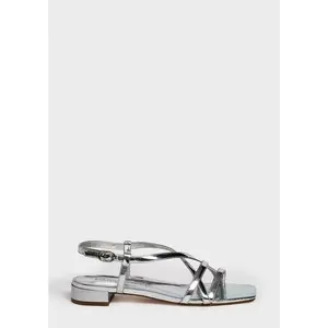 Marion Parke Sabine Mirrored Leather Flat Sandal - Silver