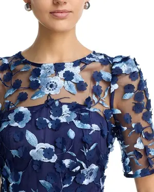 Eliza J Floral Elbow Sleeve Short Dress