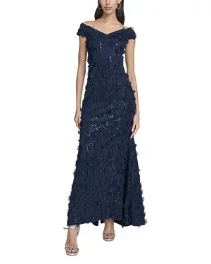 Eliza J Off-the-shoulder Gown - Navy