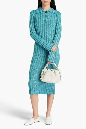 Acne Studios Ribbed Mélange Wool-blend Midi Dress