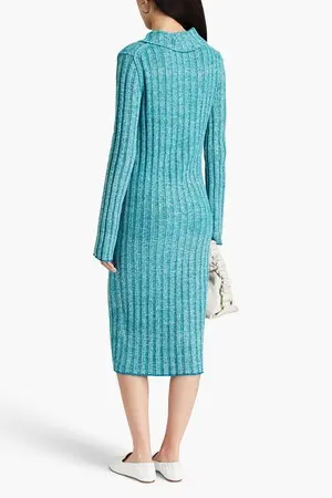 Acne Studios Ribbed Mélange Wool-blend Midi Dress