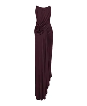 HEIRESS BEVERLY HILLS Gathered Drape Gown - Mauve Wine