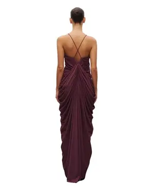 HEIRESS BEVERLY HILLS Draped Halter Gown - Mauve Wine