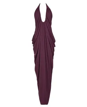 HEIRESS BEVERLY HILLS Draped Halter Gown - Mauve Wine