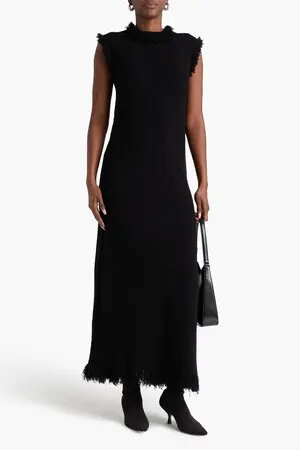Proenza Schouler Cutout Bouclé-knit Maxi Dress - Black