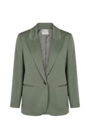 FORTE_FORTE Satin Blazer With Single Vent - Green