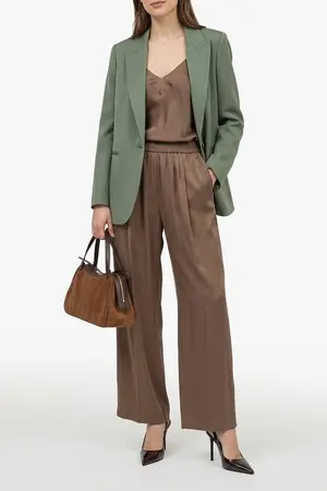 FORTE_FORTE Satin Blazer With Single Vent