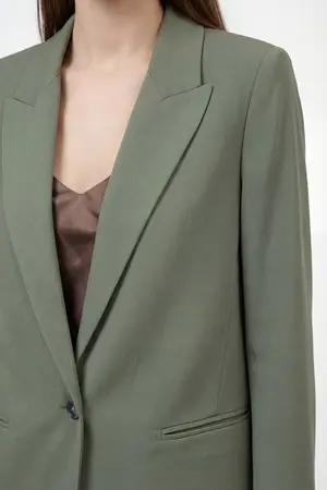 FORTE_FORTE Satin Blazer With Single Vent