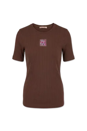 Marni T-Shirt With Embroidered Logo Brown