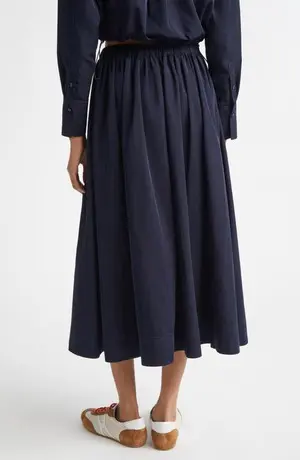 Veronica Beard Taffeta Midi Skirt - Navy