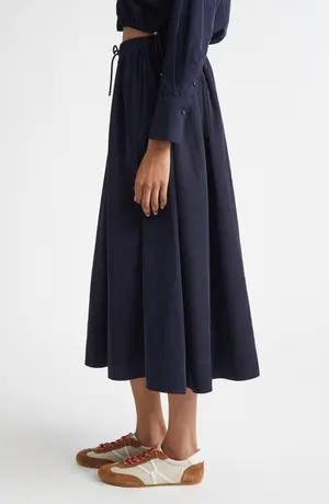 Veronica Beard Taffeta Midi Skirt - Navy