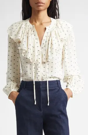 Veronica Beard Gomez Ruffle Print Shirt