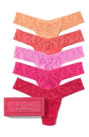 Hanky Panky Matchbox Assorted 3-pack Low Rise Thongs - Florence/coral/rose/pink