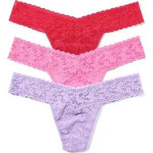Hanky Panky Matchbox Assorted 3-pack Low Rise Thongs - Cool Lavender/taffy/coral