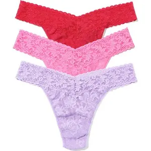 Hanky Panky Matchbox Assorted 3-pack Original Rise Thongs - Cool Lavender/taffy/coral