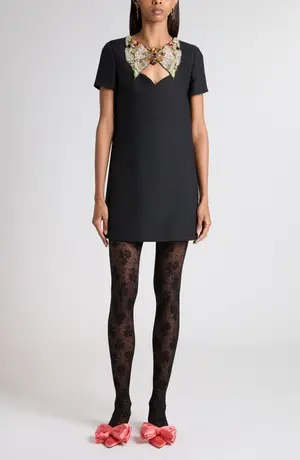 Valentino Garavani Butterfly Beaded Wool And Silk Mini Dress
