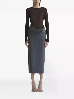 MUGLER Pinstripe Split Skirt Grey