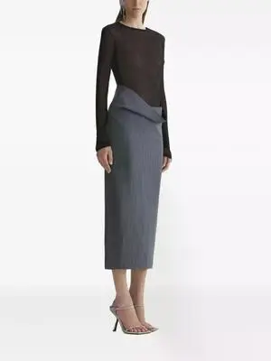 MUGLER Pinstripe Split Skirt - Grey