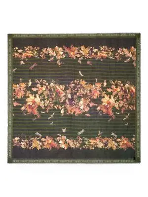 Jean Paul Gaultier Floral Striped Scarf - Green