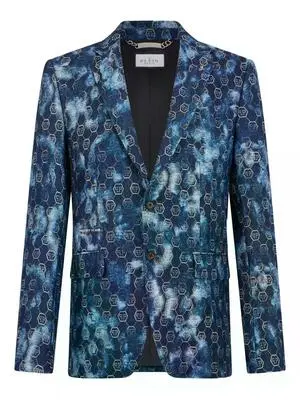 Philipp Plein Jacquard-monogram Blazer - Blue