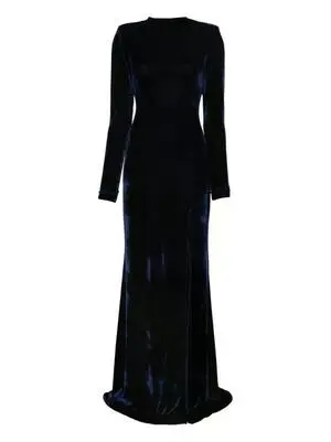 MIAU BY CLARA ROTESCU Long-sleeve Slit Maxi Dress - Blue