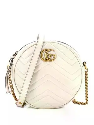 Gucci Gg Marmont Round Mini Crossbody Bag - White