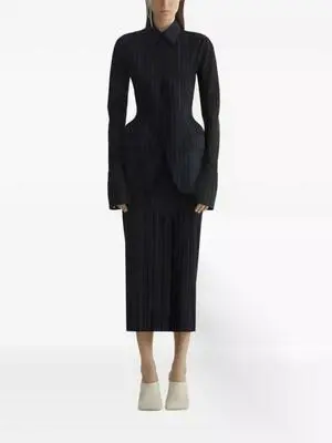 MUGLER Pinstriped Split Skirt - Black