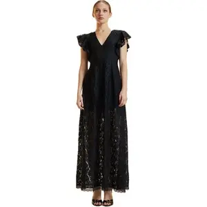 Cynthia Rowley Lace Flutter Sleeve Midi Dress