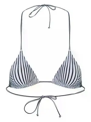 JEAN PAUL GAULTIER Pinstripe Tie Bikini Top - White