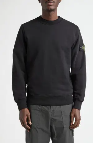 Stone Island Compass Patch Fleece Sweatshirt - Black