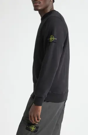 Stone Island Compass Patch Fleece Sweatshirt - Black
