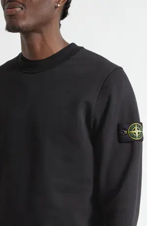 Stone Island Compass Patch Fleece Sweatshirt - Black