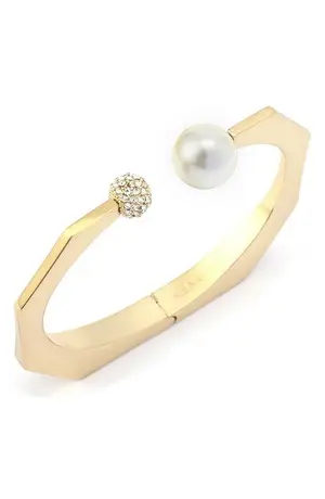 ALLSAINTS Faux Pearl And Pavé Hinge Cuff