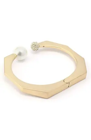 ALLSAINTS Faux Pearl And Pavé Hinge Cuff