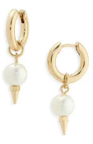 ALLSAINTS Spike Faux Pearl Drop Earrings - Pearl/gold