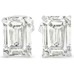 BLISS DIAMOND 2ct Tw Emerald Cut Lab Grown Diamond Stud Earrings - 14k White Gold