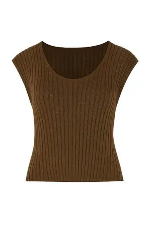 Alexandra Bueno Cherry Knit Top - Brown