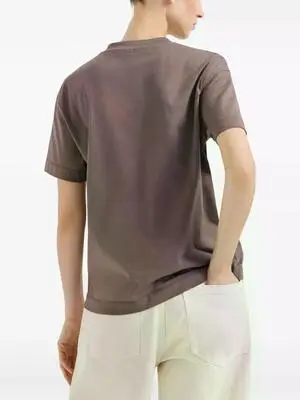Brunello Cucinelli Cotton Jersey T-shirt With Monili Pocket Detail - Brown