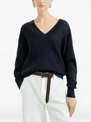 Brunello Cucinelli Ribbed V-neck Sweater - Blue