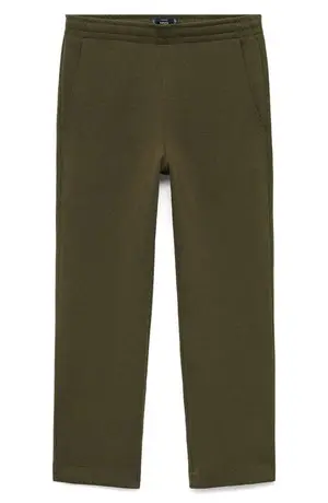 Mango Knit Drawstring Pants - Olive Green