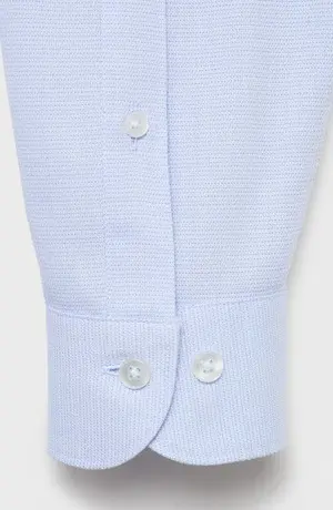 Mango Slim Fit Cotton Blend Button-up Shirt - Sky Blue