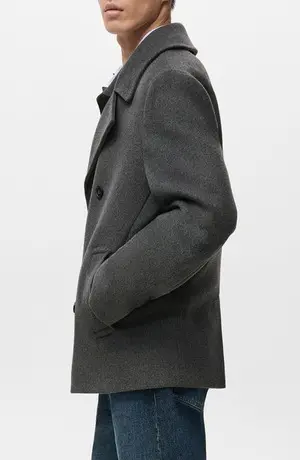 Mango Wool Blend Double Breasted Pea Coat