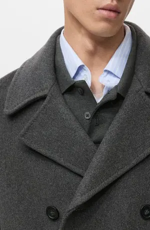 Mango Wool Blend Double Breasted Pea Coat