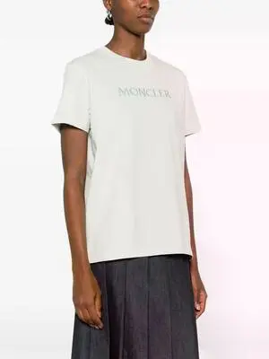 Moncler Logo-embroidered T-shirt - Neutrals