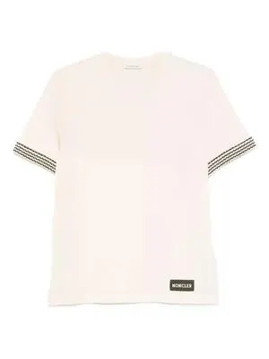 Moncler Patterned-sleeve T-shirt - Neutrals