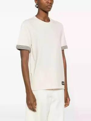 Moncler Patterned-sleeve T-shirt - Neutrals
