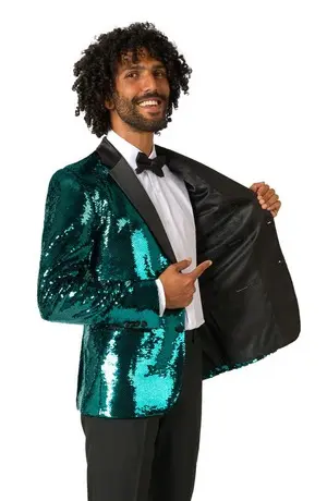 Opposuits Terrific Teal Sequin Embellished Dinner Jacket