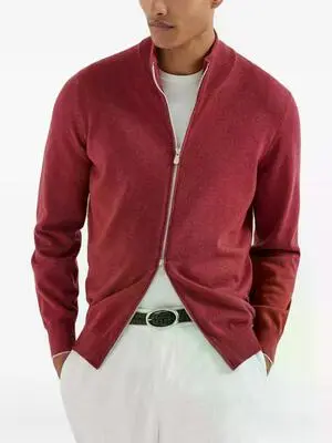 Brunello Cucinelli Cashmere Turtleneck Cardigan - Red