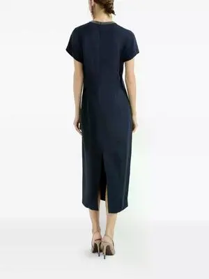 Brunello Cucinelli Embellished-collar Midi Dress